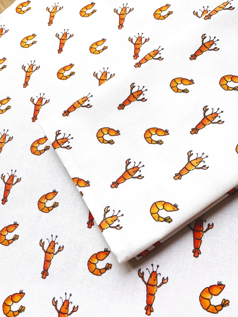 Lobster & Prawn/shrimp Tea Towel. 100% Cotton. Made in the UK. Stocking ...