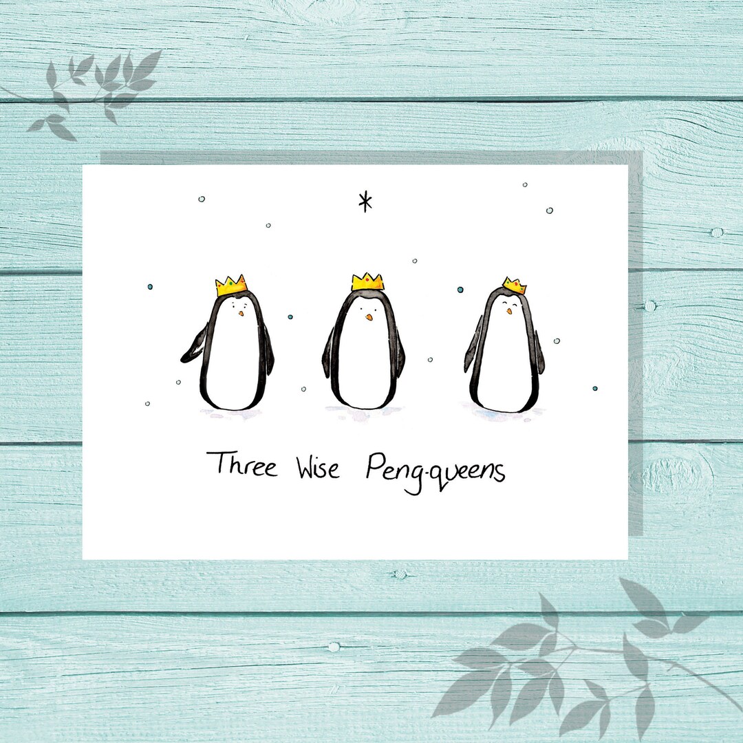 Funny Penguin Christmas Cards (three Wise Peng-queens)- Pack of 6 or ...