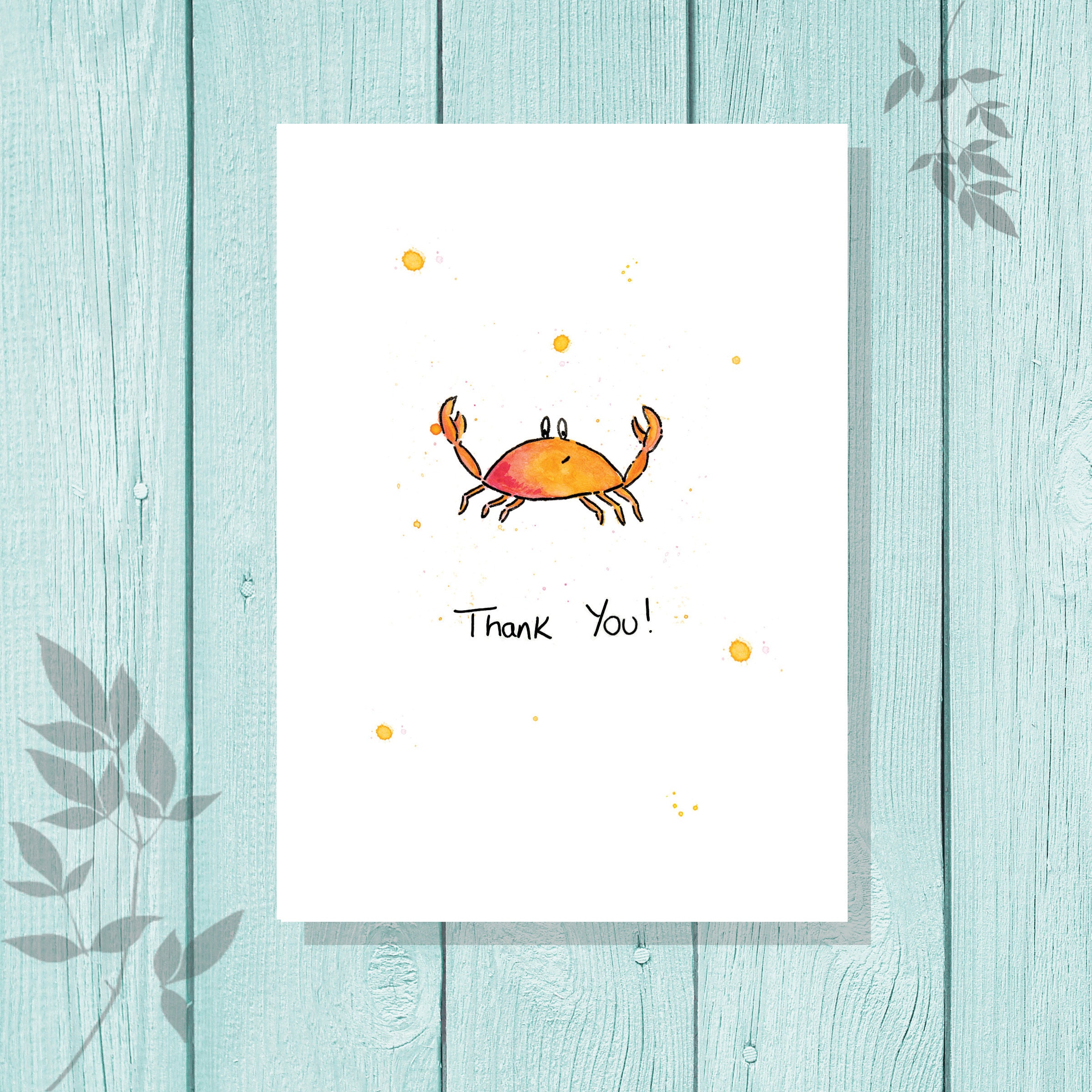 Cute Watercolour Happy Crab Thank You Cards Pack of 6 or - Etsy UK