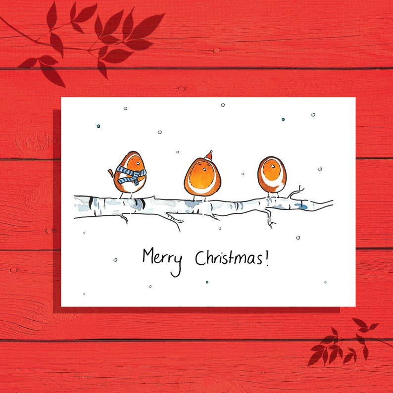 Watercolour Illustration Robin Christmas Cards- Pack of 6 or Individual ...