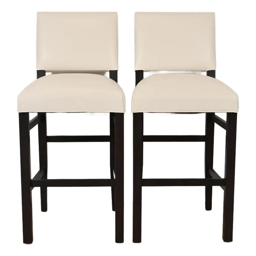 Ethan Allen Modern Mahogany and Leather Bar Stools, Pair - Etsy