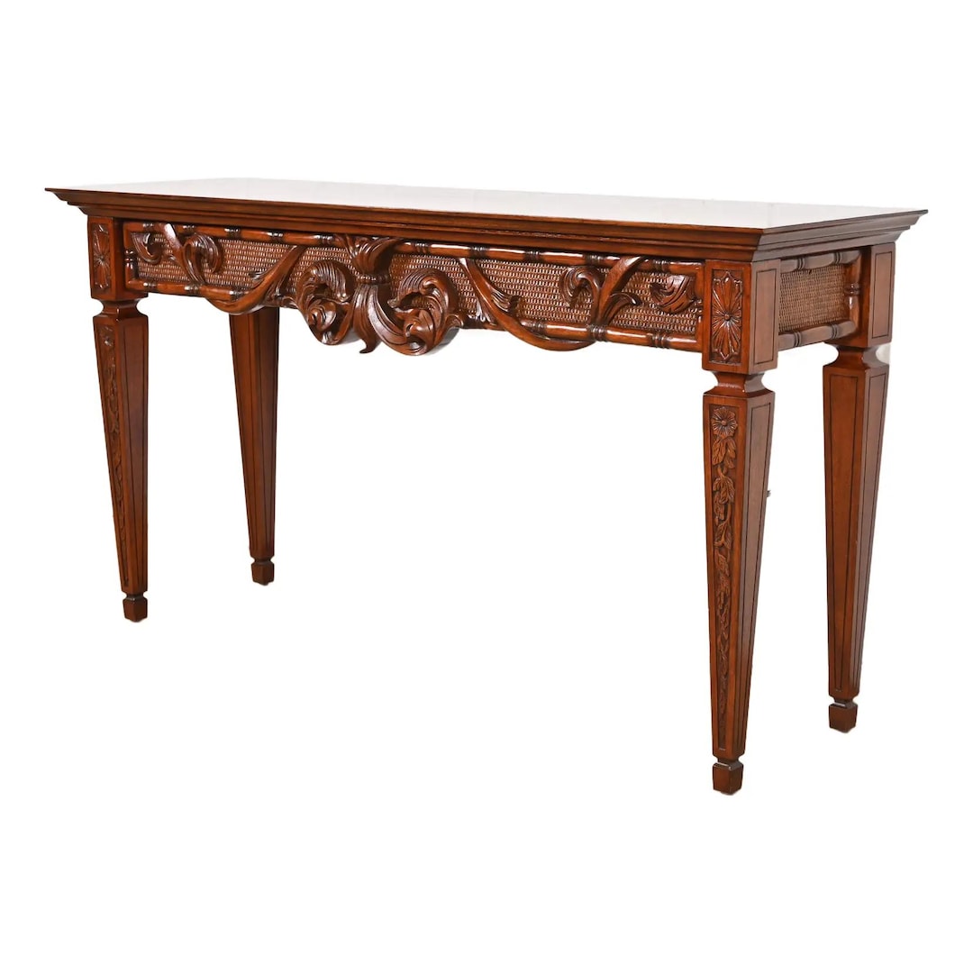 Ethan Allen French Regency Louis XVI Carved Mahogany Console Table or ...