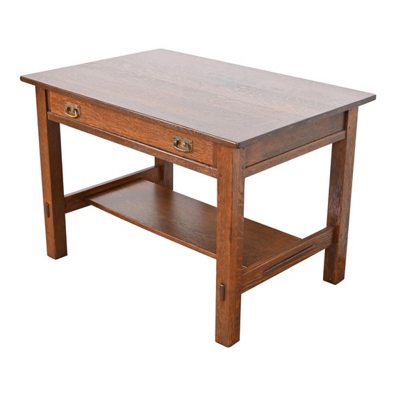 Stickley Antique Mission Oak Arts Crafts Desk or Library Table Newly Refinished Etsy