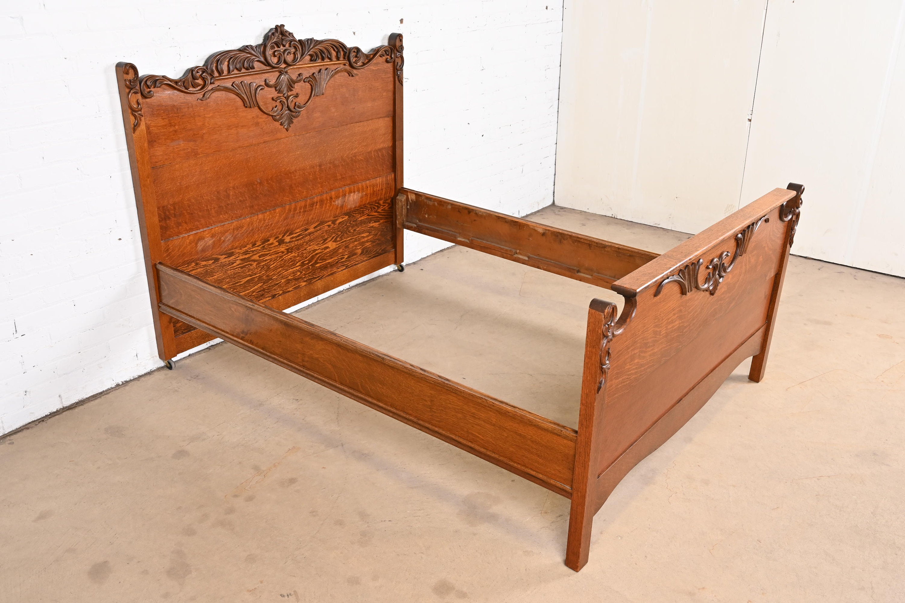 Antique Victorian Carved Oak Full Size Bed, Circa 1890s - Etsy