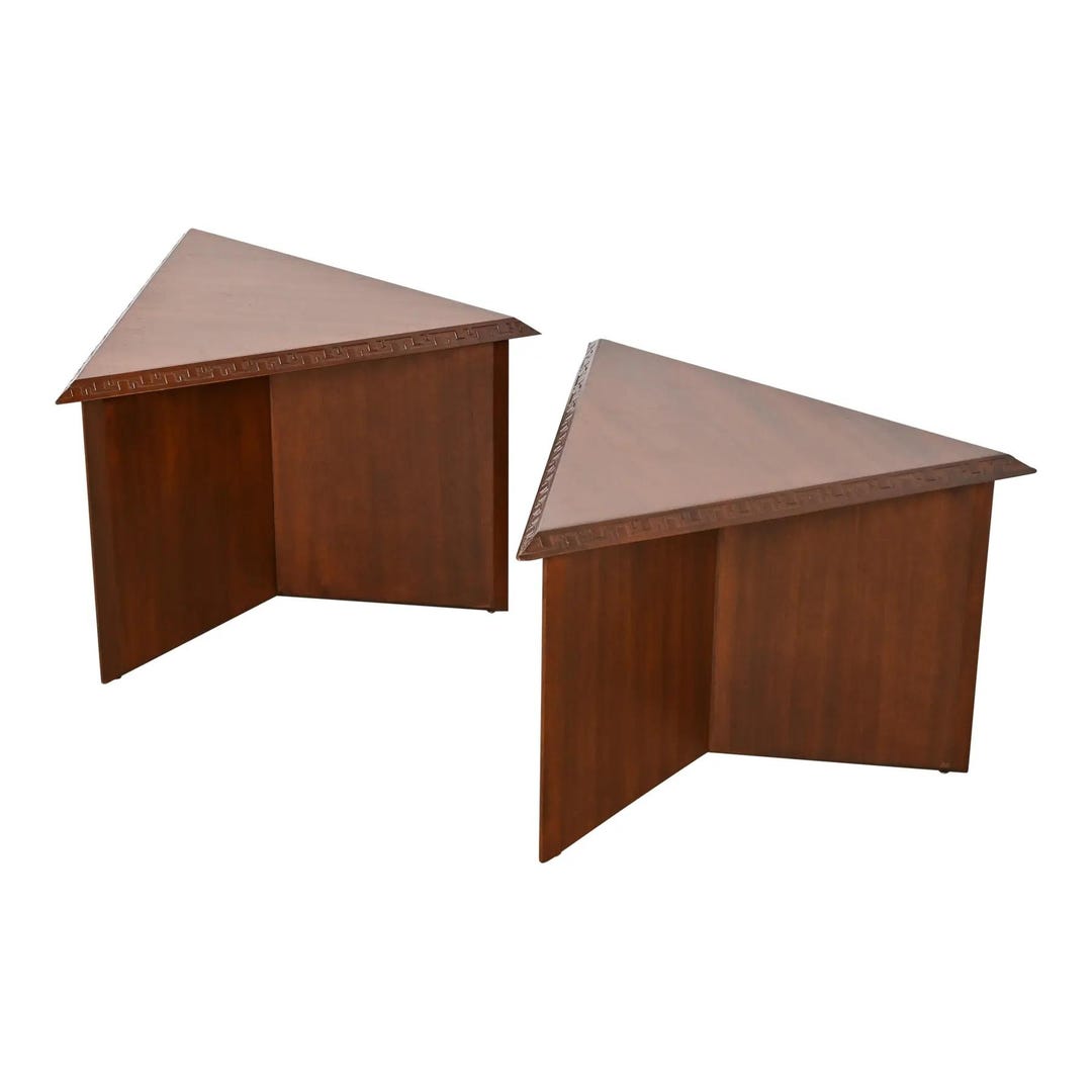 Frank Lloyd Wright Taliesin Mahogany Triangular Side Tables, Newly Refinished - Etsy