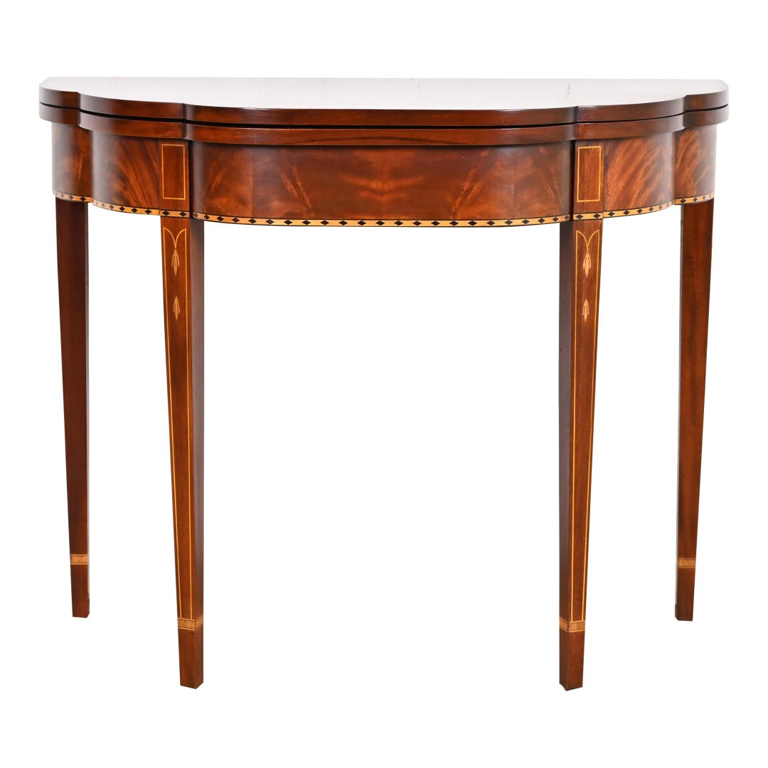 Henkel Harris Federal Inlaid Mahogany Flip Top Console Game Table - Etsy