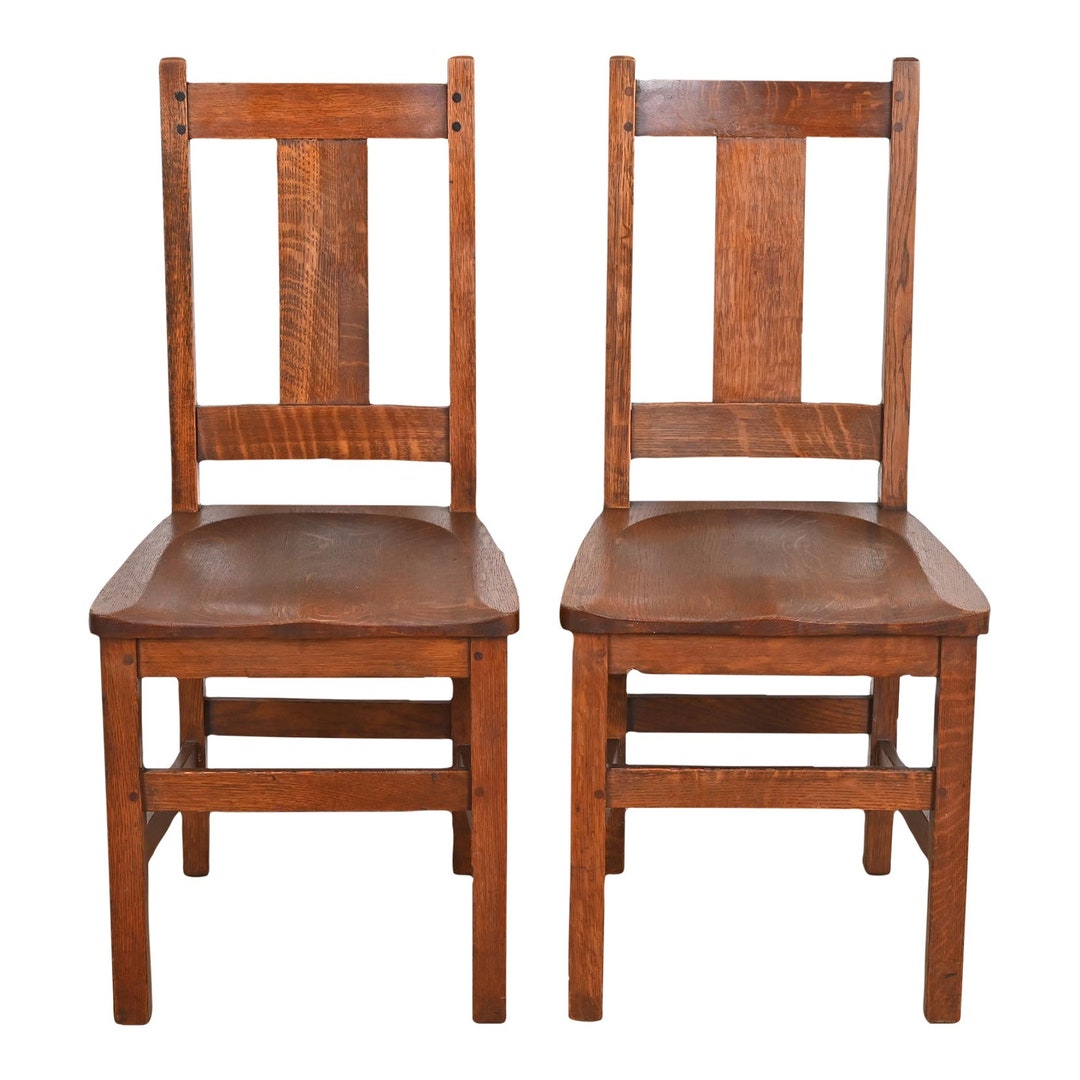 Limbert Mission Oak Arts & Crafts Dining Side Chairs, Pair - Etsy