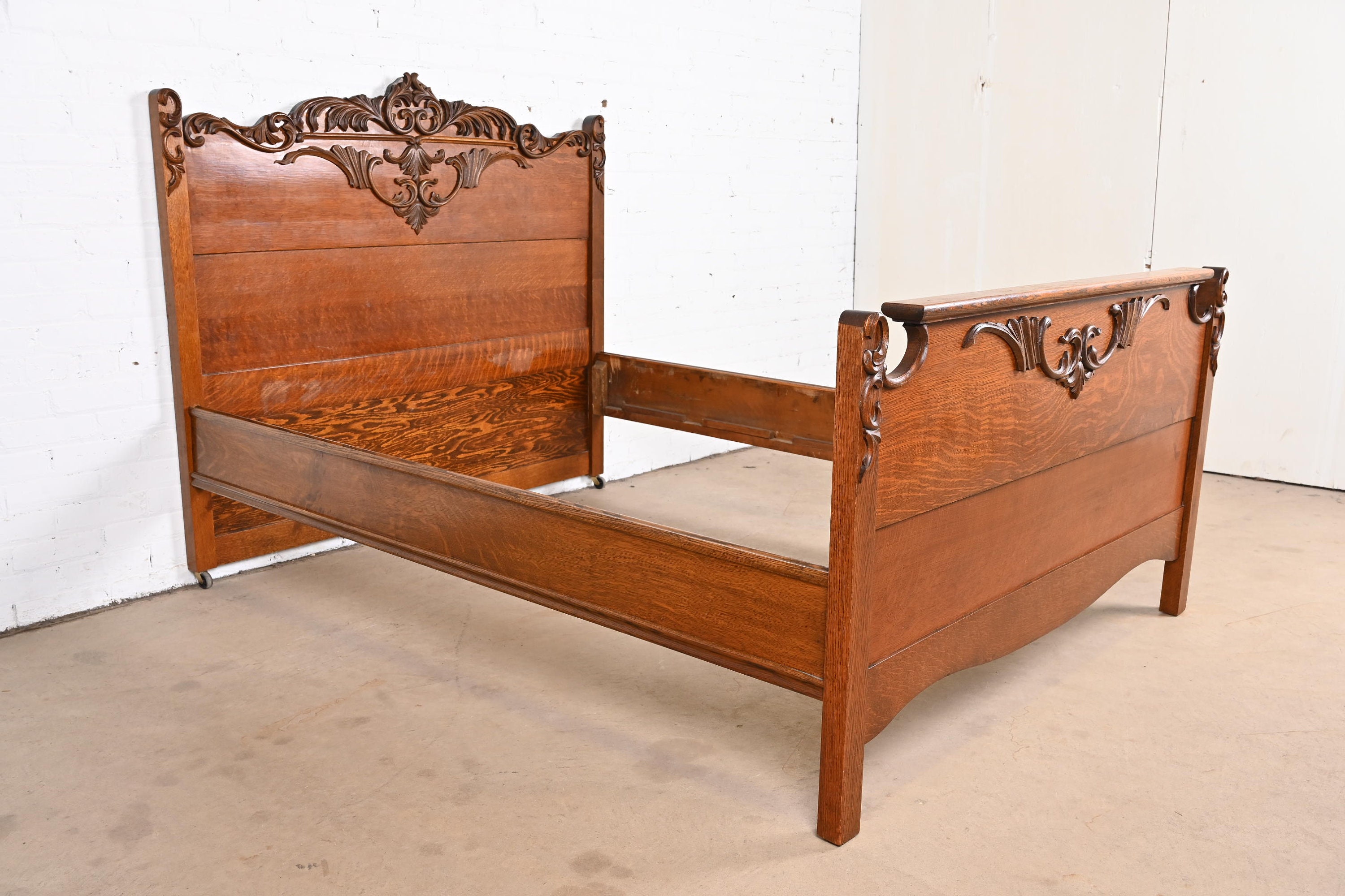 Antique Victorian Carved Oak Full Size Bed, Circa 1890s - Etsy