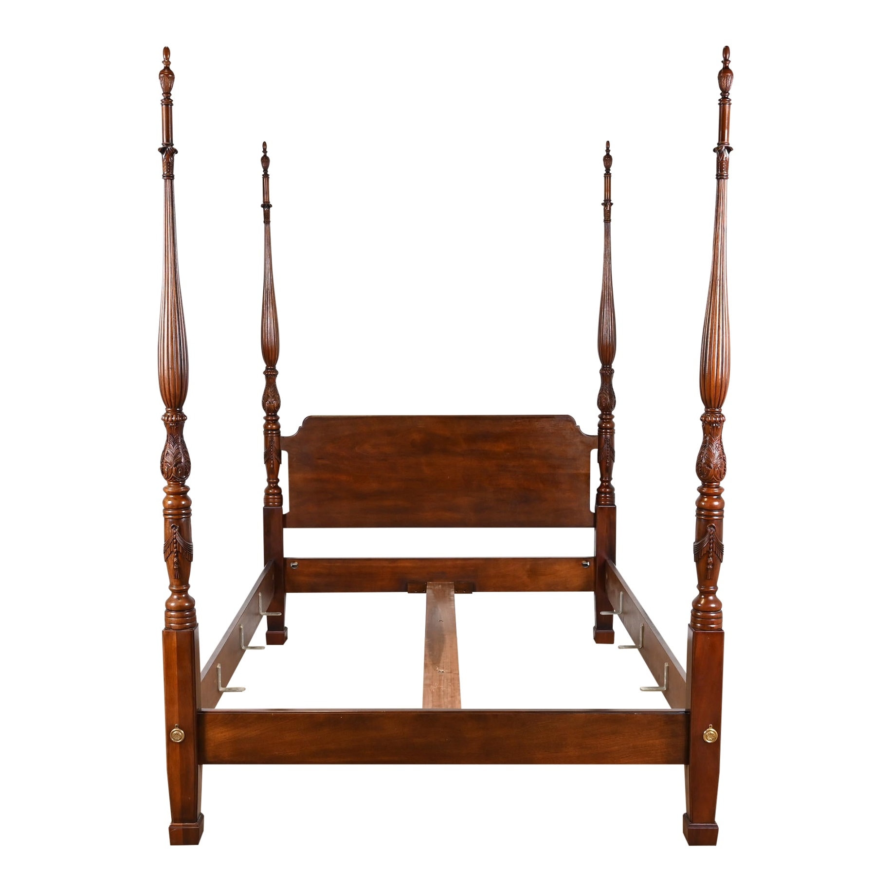 Henredon Georgian Carved Mahogany Queen Size Poster Bed Etsy