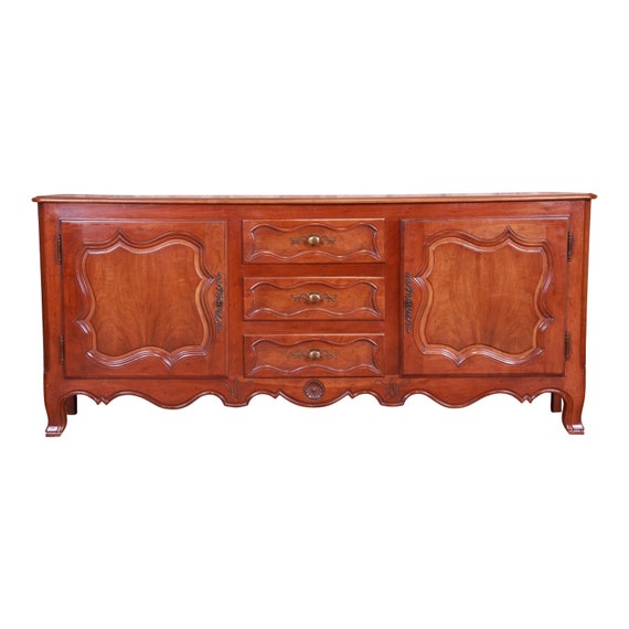 Baker Furniture French Provincial Louis XV Carved Walnut Sideboard Credenza or Bar Cabinet Etsy
