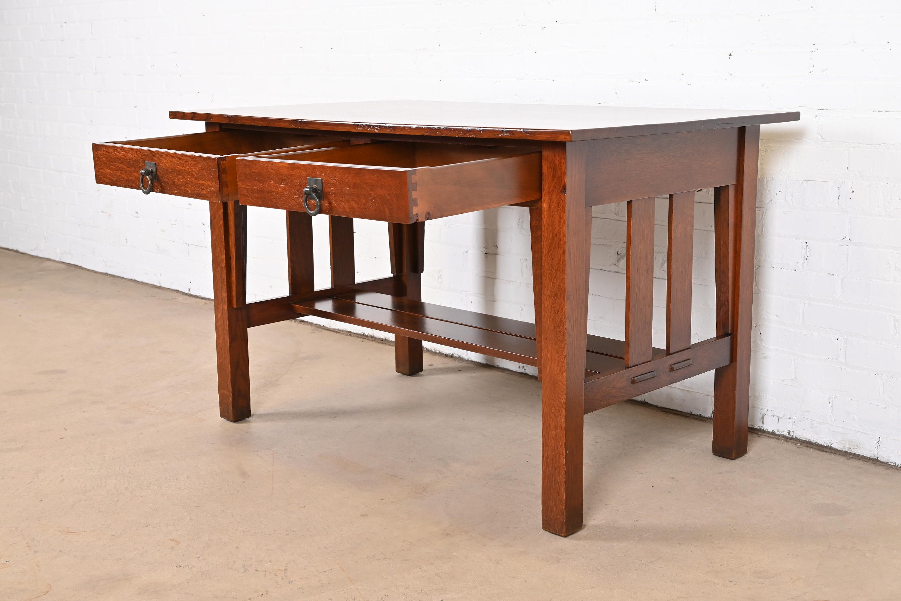 Antique Stickley Brothers Mission Oak Arts & Crafts Desk or Library ...