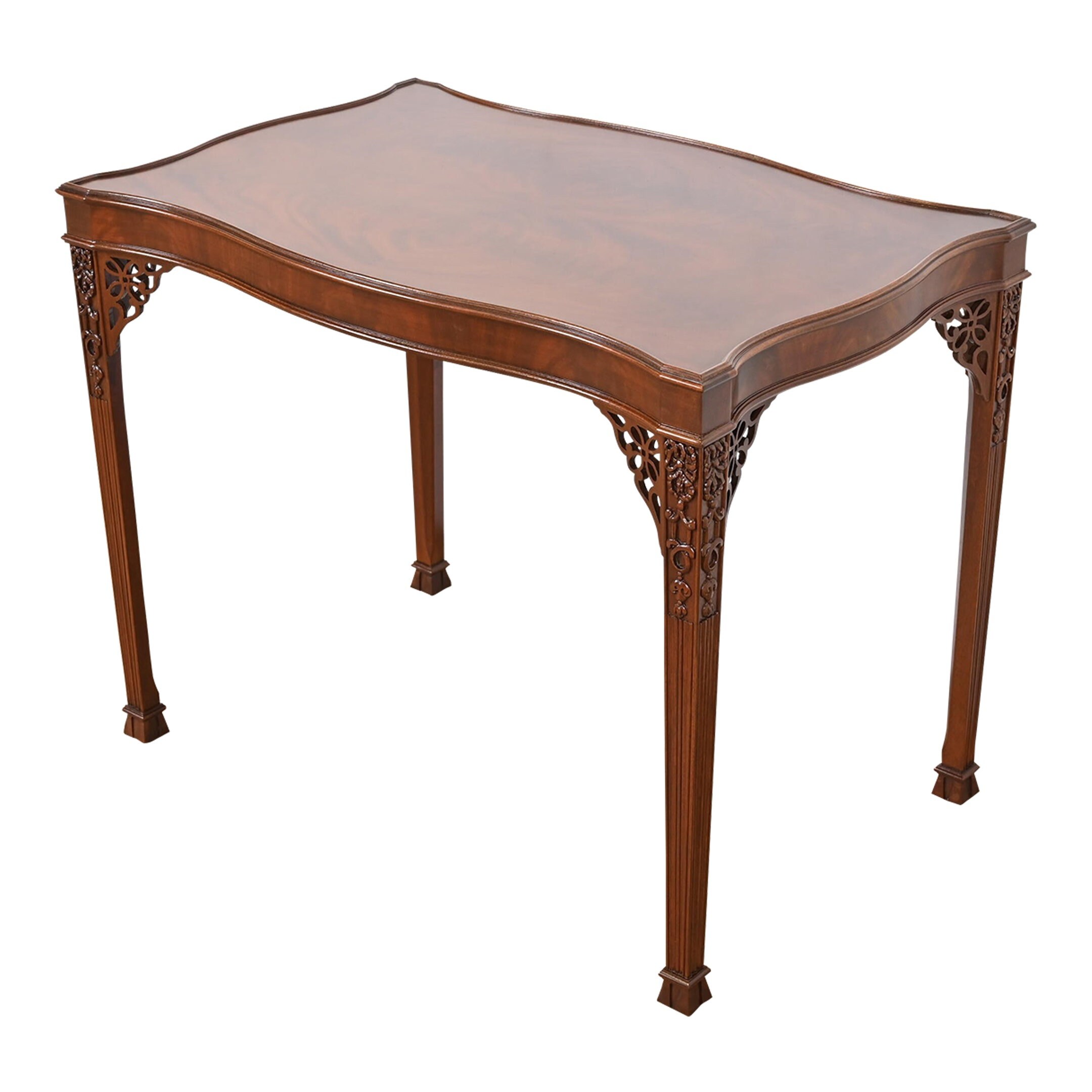 Baker Furniture Stately Homes Collection Carved Mahogany Tea Table ...