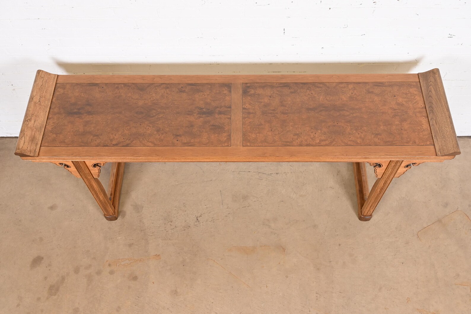 Baker Furniture Hollywood Regency Chinoiserie Burled Walnut Altar Table ...