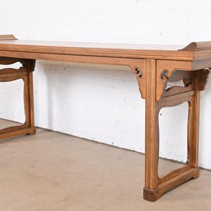 Baker Furniture Hollywood Regency Chinoiserie Burled Walnut Altar Table ...