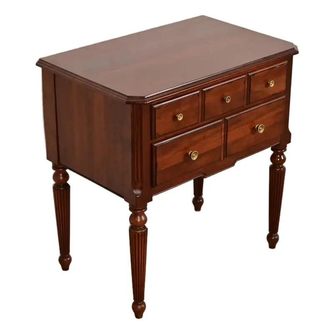 Ethan Allen French Regency Louis XVI Carved Cherry Wood Bedside Chest ...