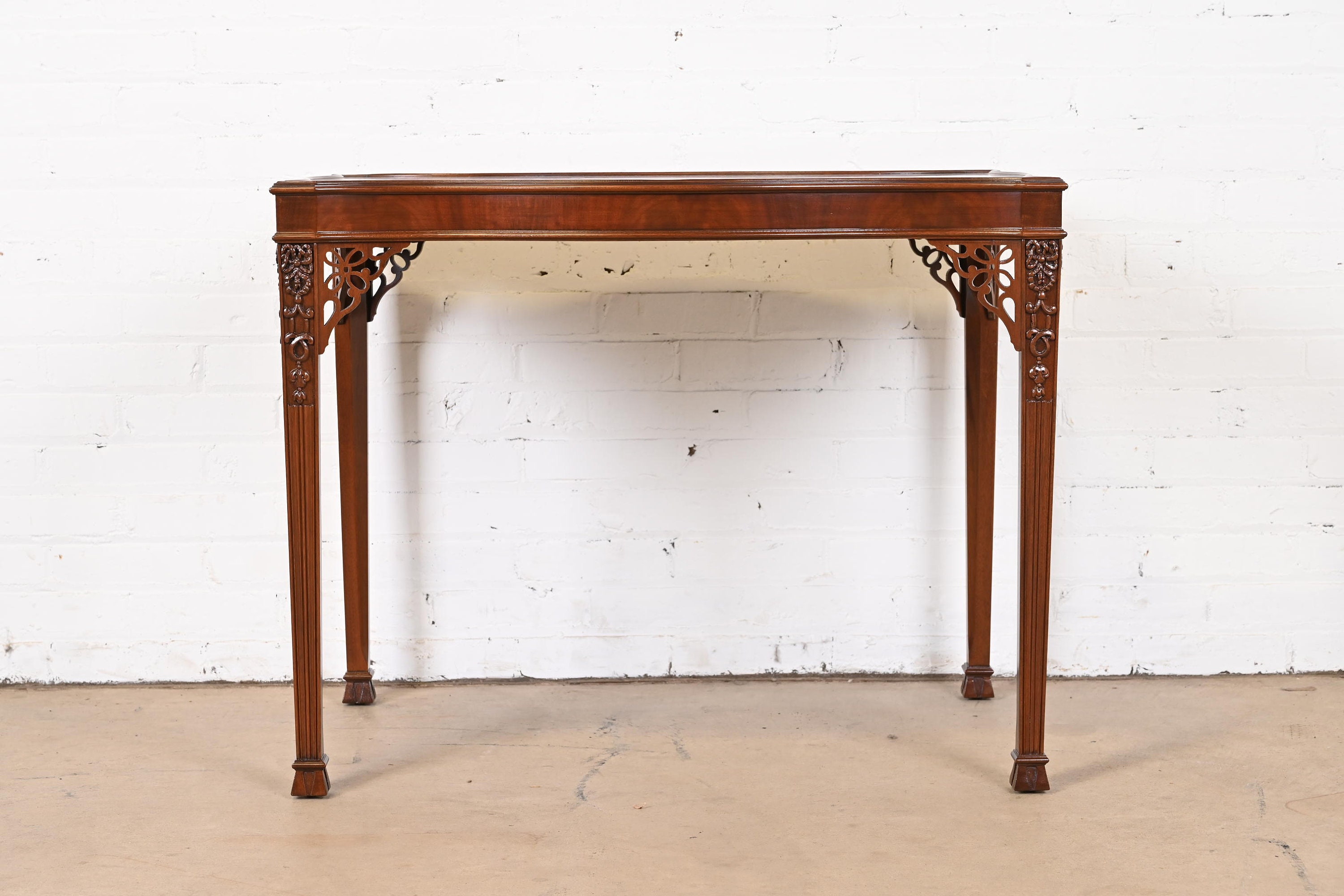 Baker Furniture Stately Homes Collection Carved Mahogany Tea Table ...