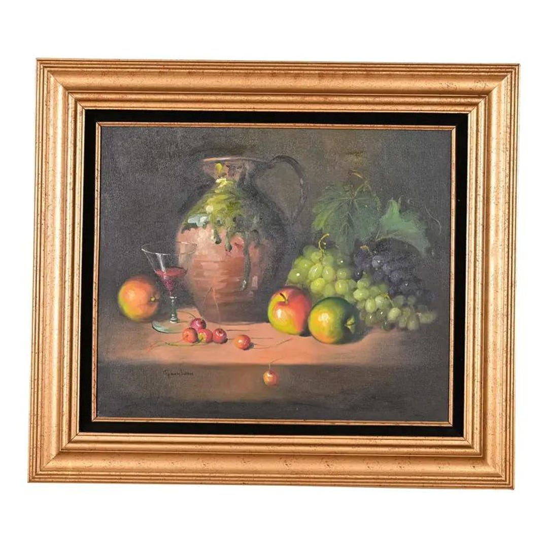 Original Signed Frank Lean French Still Life Oil Painting on Canvas in ...