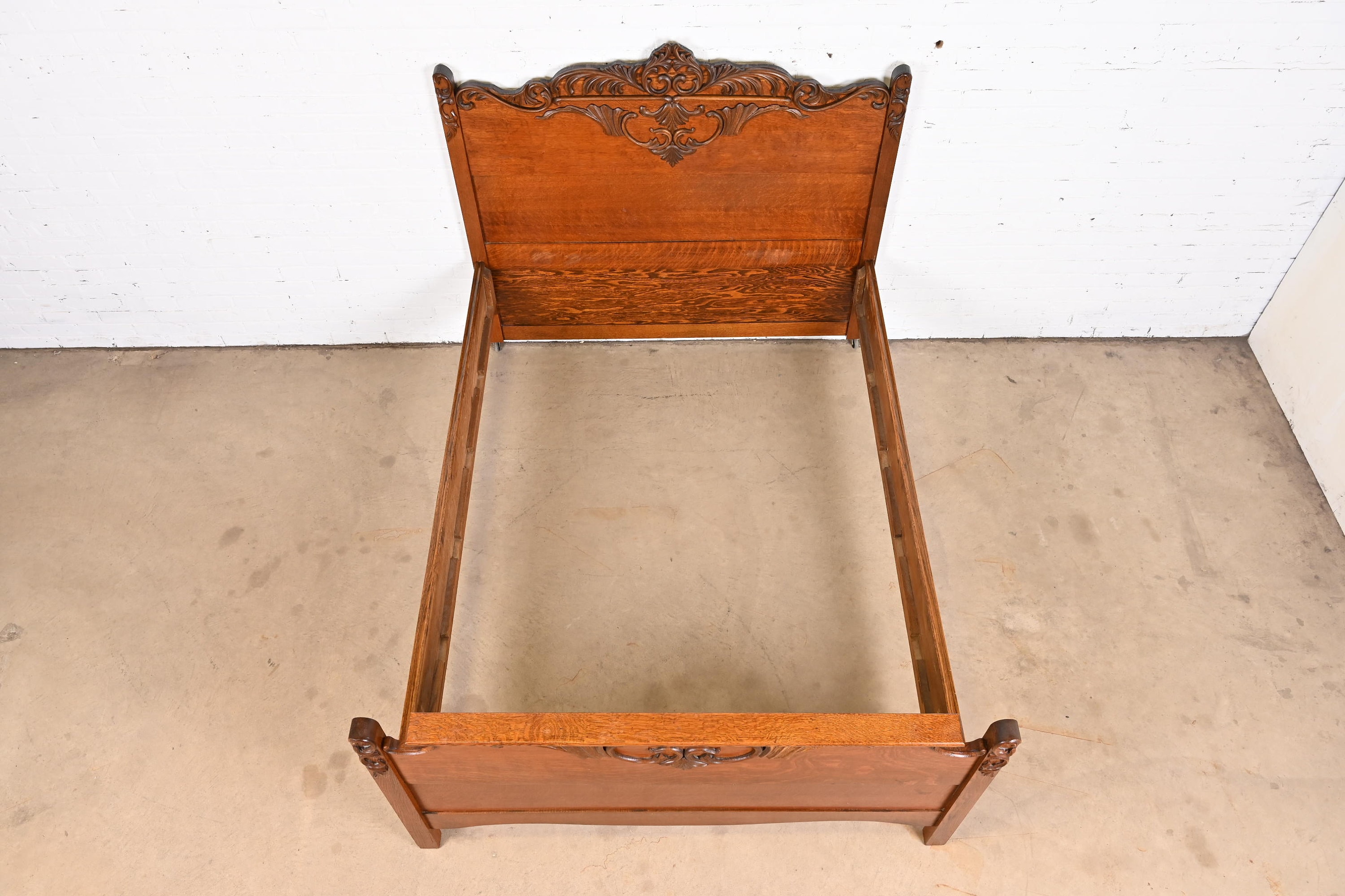 Antique Victorian Carved Oak Full Size Bed, Circa 1890s - Etsy