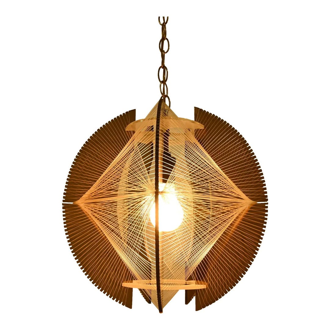 Paul Secon for Sompex Nylon and Lucite Geometric Hanging Pendant Lamp ...