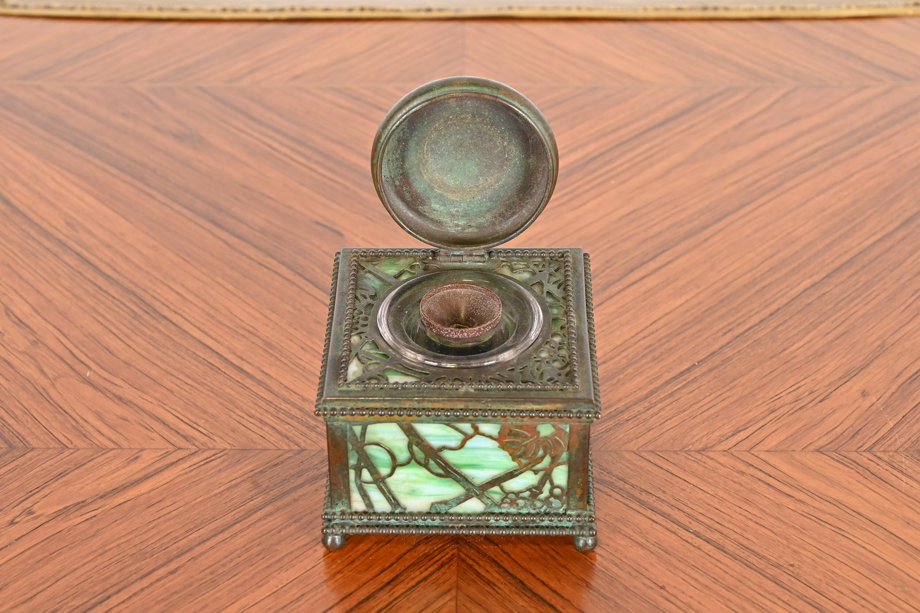 Tiffany Studios New York Grapevine Bronze and Slag Glass Inkwell - Etsy