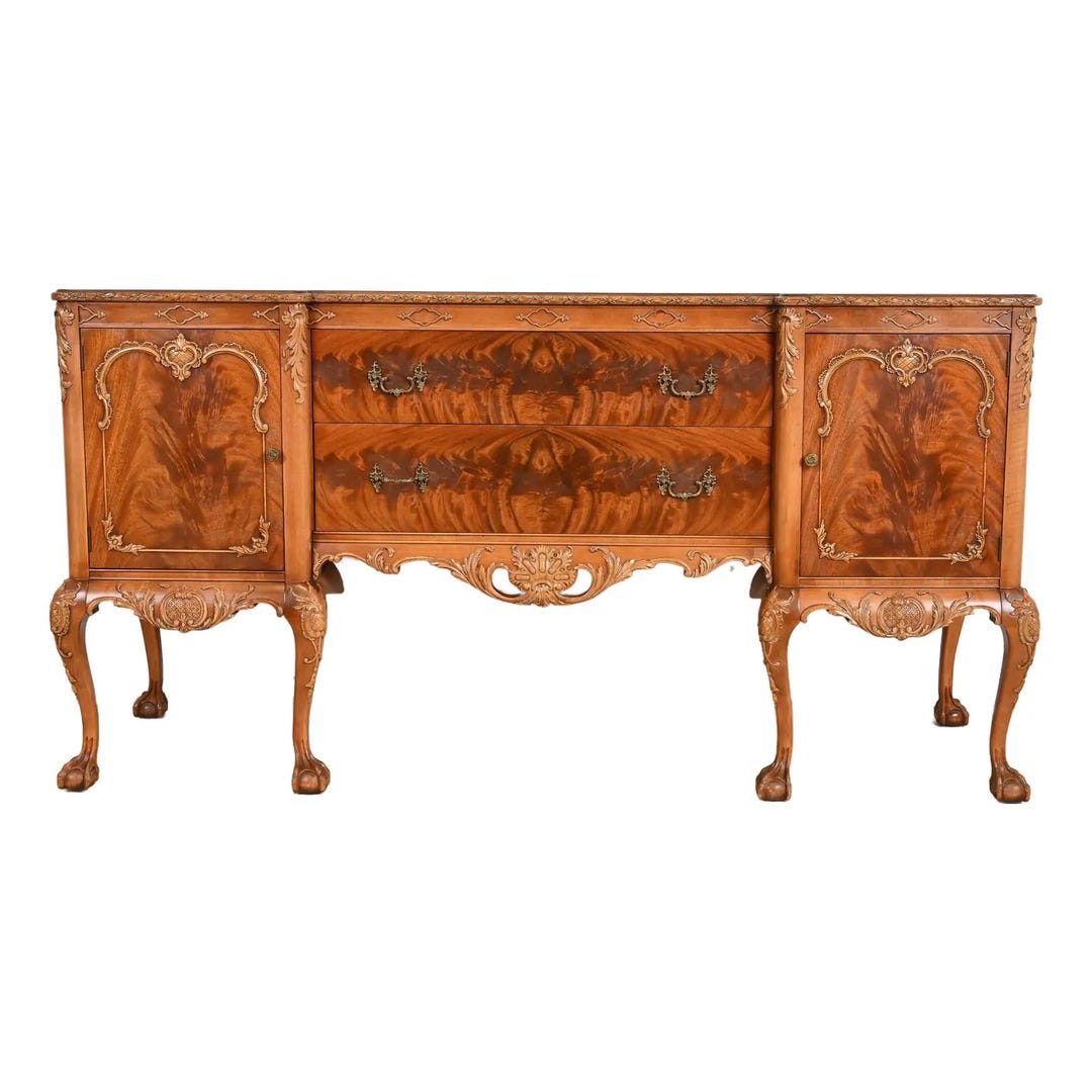 Romweber Chippendale Flame Mahogany Carved Sideboard Buffet, Circa ...