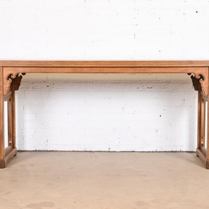 Baker Furniture Hollywood Regency Chinoiserie Burled Walnut Altar Table ...