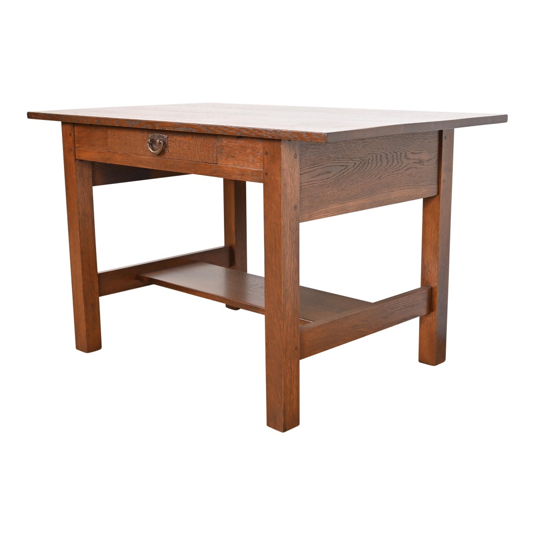 Gustav Stickley Mission Oak Arts Crafts Writing Desk or Library Table Circa 1900 Etsy Italia
