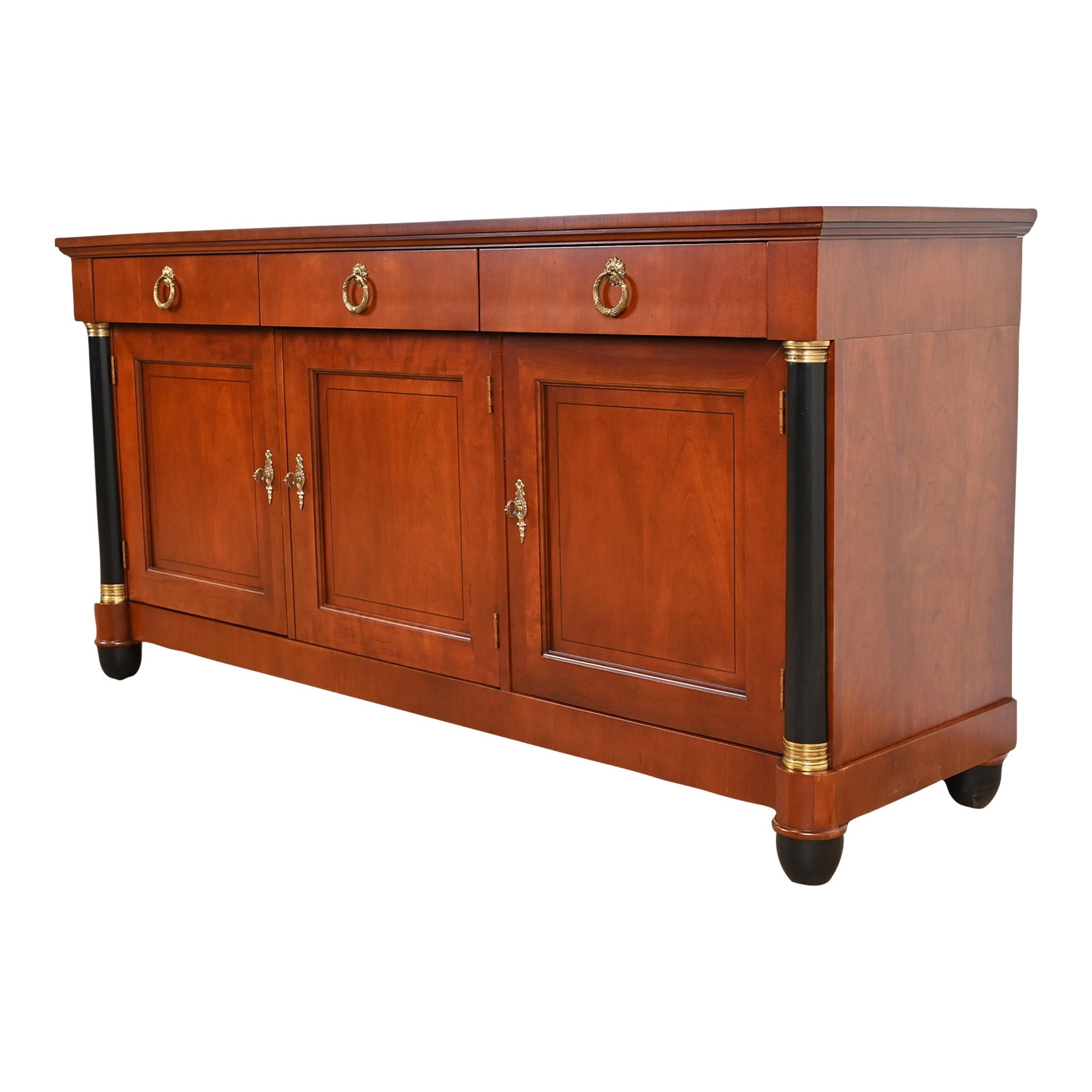 1980s Baker Furniture Neoclassical Cherry Wood and Parcel Ebonized Credenza Etsy