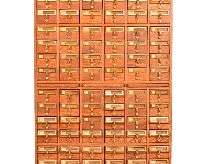 Mid-century Modern Oak 72-drawer Library Card Catalog Cabinet, Circa ...