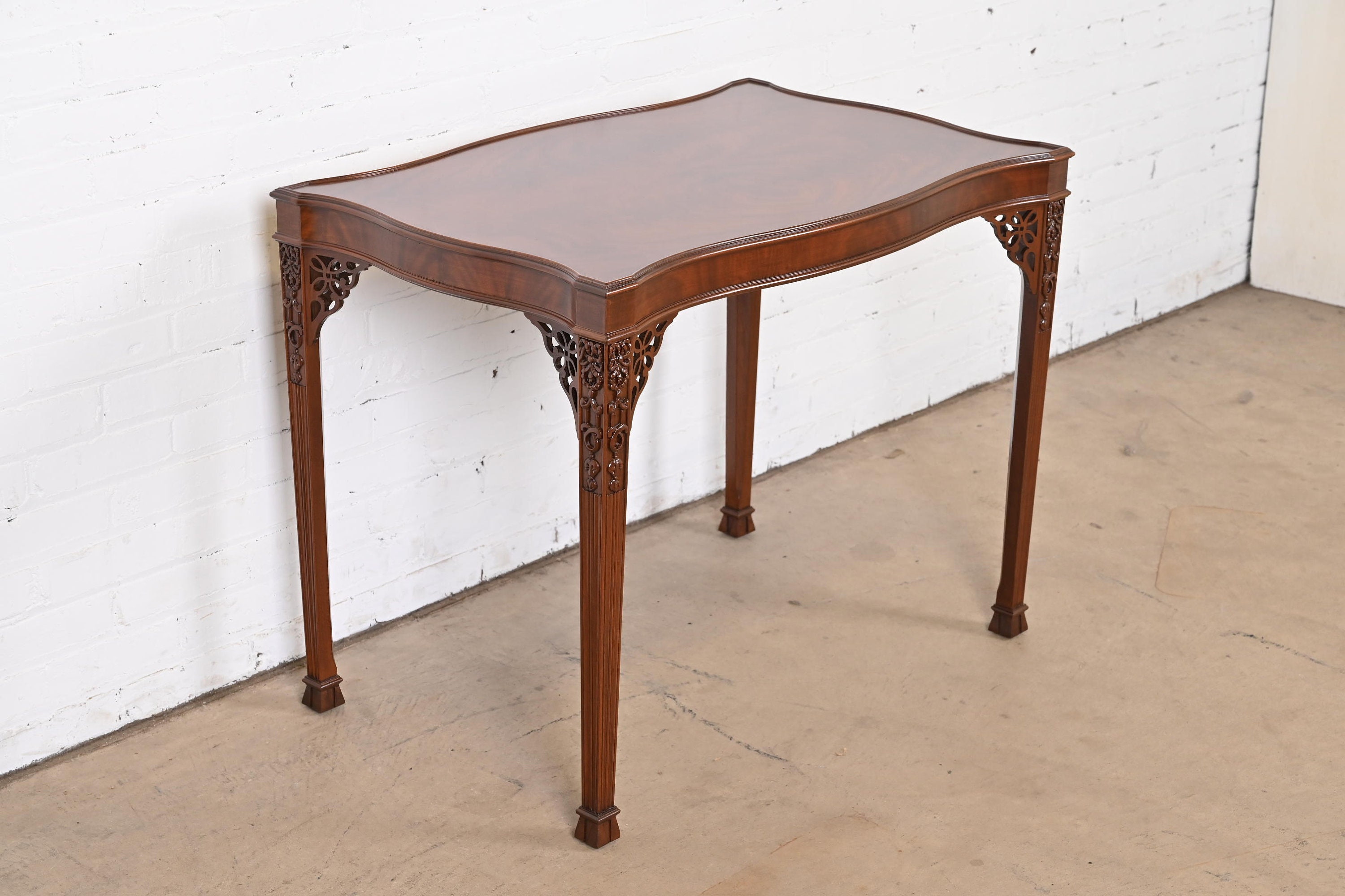Baker Furniture Stately Homes Collection Carved Mahogany Tea Table ...