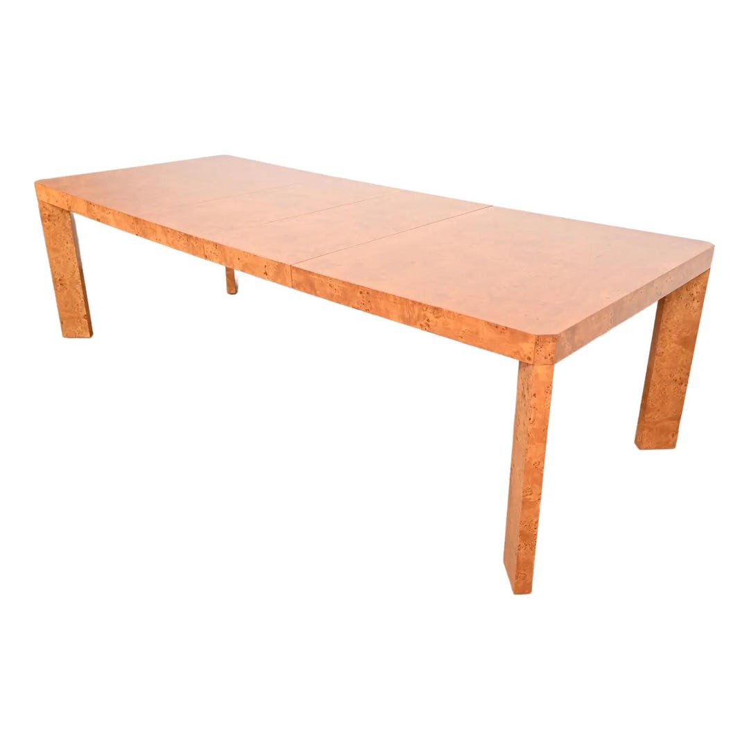 Milo Baughman Style Mid-century Modern Burl Wood Parsons Extension ...