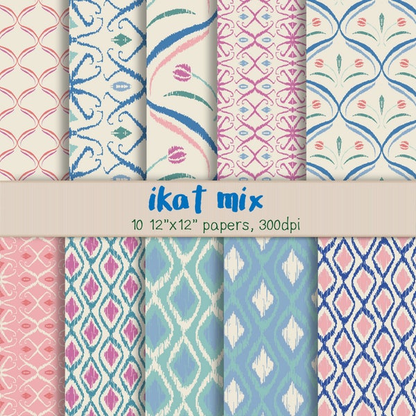 Ikat Digital Paper - Etsy