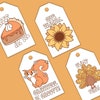 Editable Name Tags for School, Retro Fall Vibes, Autumn Leaves, Cubby ...