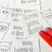 Llama Coloring Page Valentine Cards for Kids Classroom, Valentines Day ...
