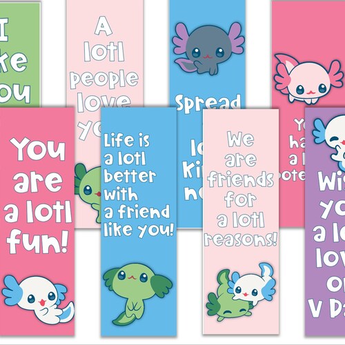Axolotl Valentines Day Printable Cards for Kids Printable - Etsy UK