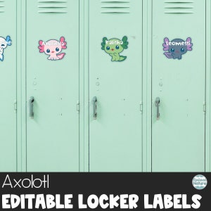 Cubby Labels, Axolotl Decorations, Locker Label Set, Editable Locker ...