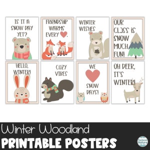 Woodland Animals Winter Posters for Bulletin Board - Printable ...