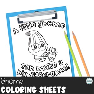 Spring Gnome Coloring Pages for Kids, Printable Coloring Sheets, Spring ...