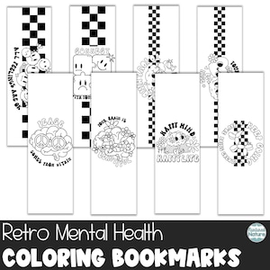 Retro Mental Health Bookmark, Coloring Bookmarks, Feelings Printable ...