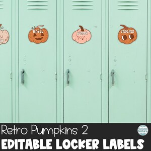 Editable Name Tags for School, Retro Fall Vibes, Pumpkin Name Tags ...