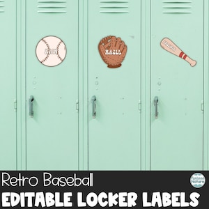 Editable Name Tags for School, Retro Baseball, Cubby Tags, Editable ...