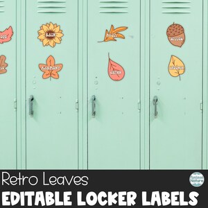 Editable Name Tags for School, Retro Fall Vibes, Autumn Leaves, Cubby ...