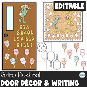 Retro Pickleball Bulletin Board Kit, Pickle Character, Pickleball Theme ...