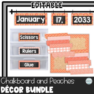 Peach Classroom Decor Bundle, Farmhouse Decor, 2025 Flip Calendar ...