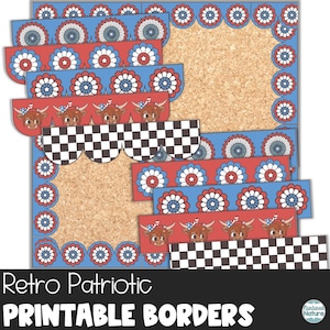 Printable Bulletin Board Border, Retro Classroom Decor, Paper Fans ...