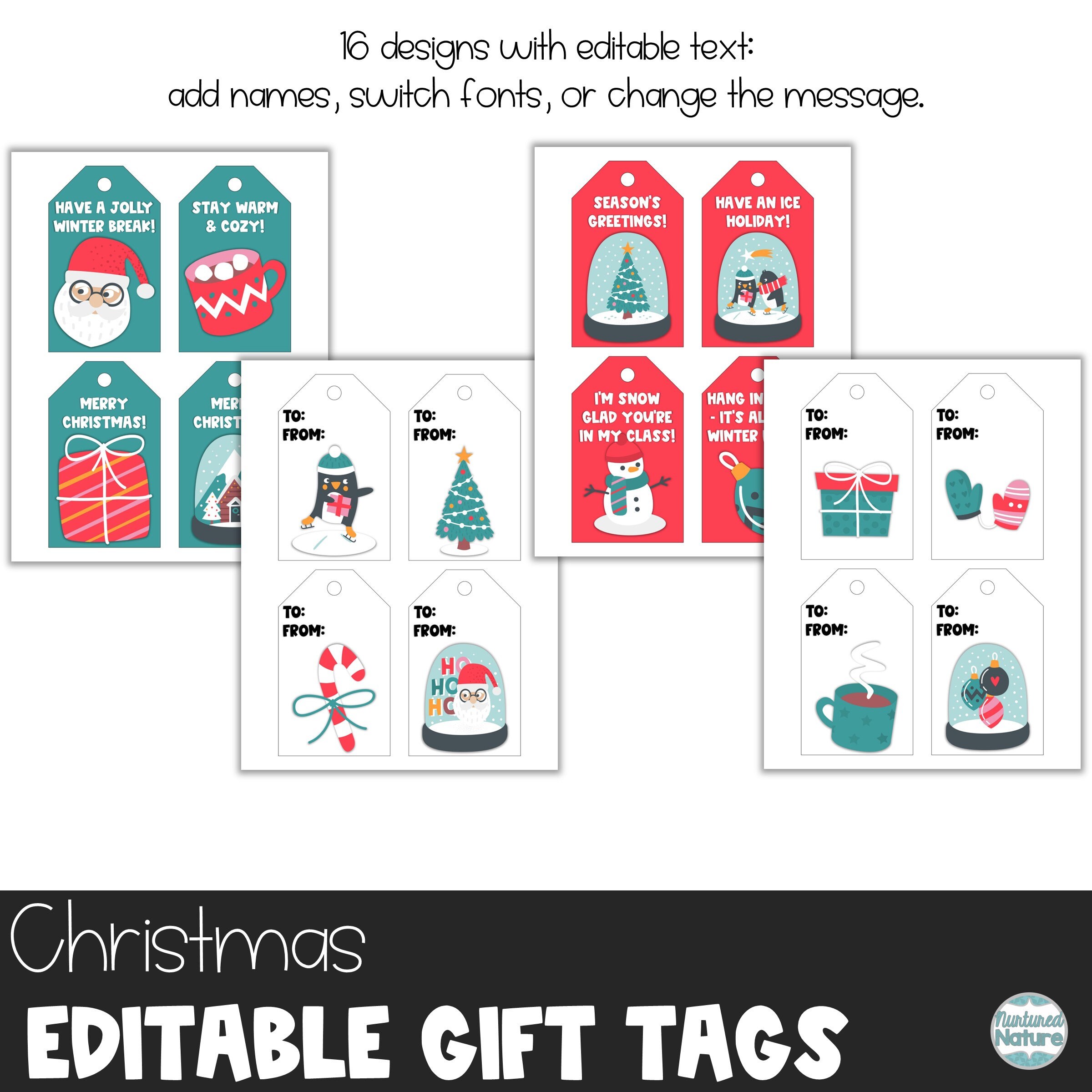 Editable Gift Tags Christmas Gift Tags Printable Kids, Christmas Gift ...