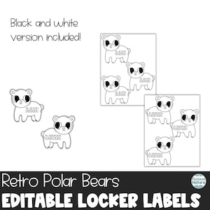 Editable Name Tags for School, Polar Bear Printable, Retro Winter ...