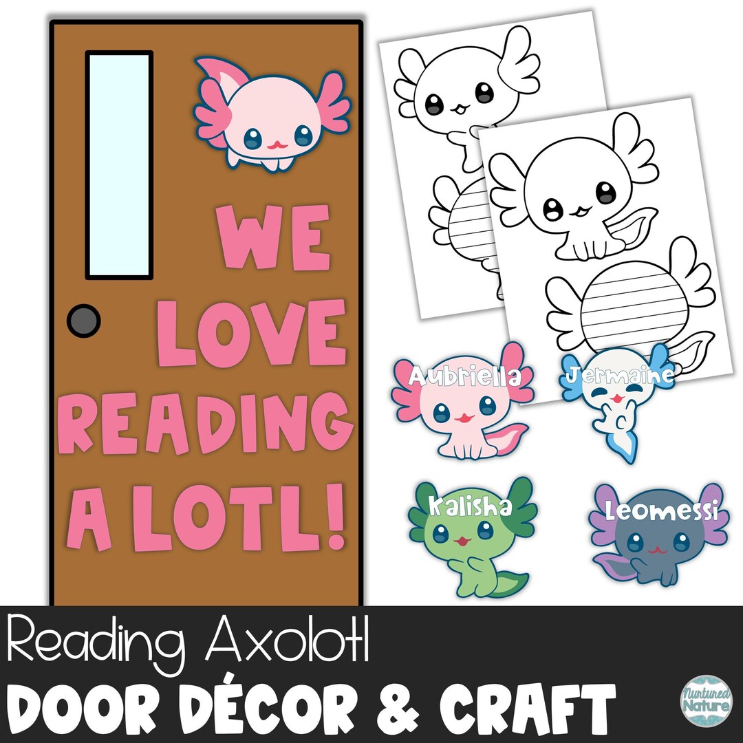 Read Across America Door Decorations, Axolotl Decor, Editable Name Tags ...