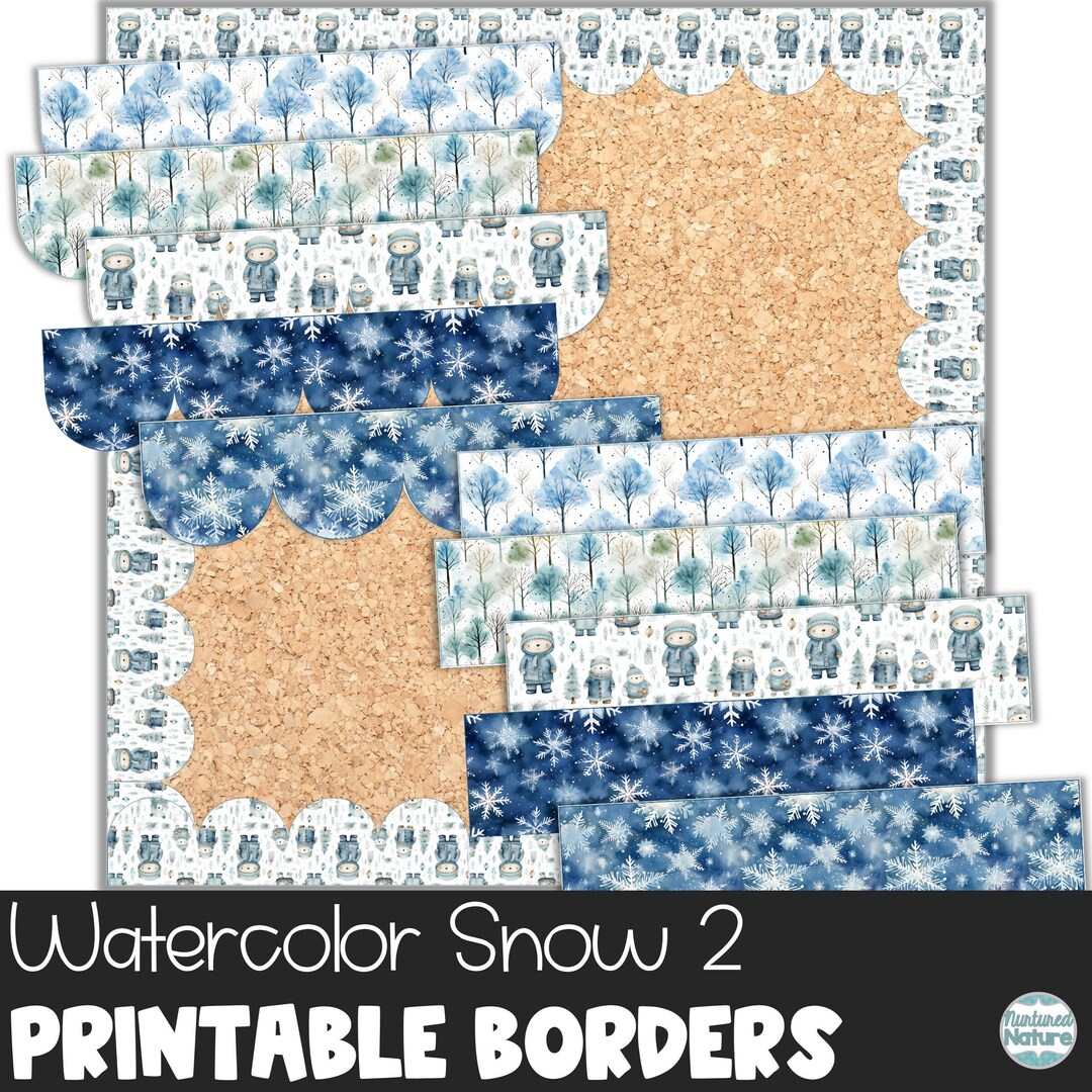 Winter Bulletin Board Border, Watercolor Classroom, Polar Bear Bulletin ...