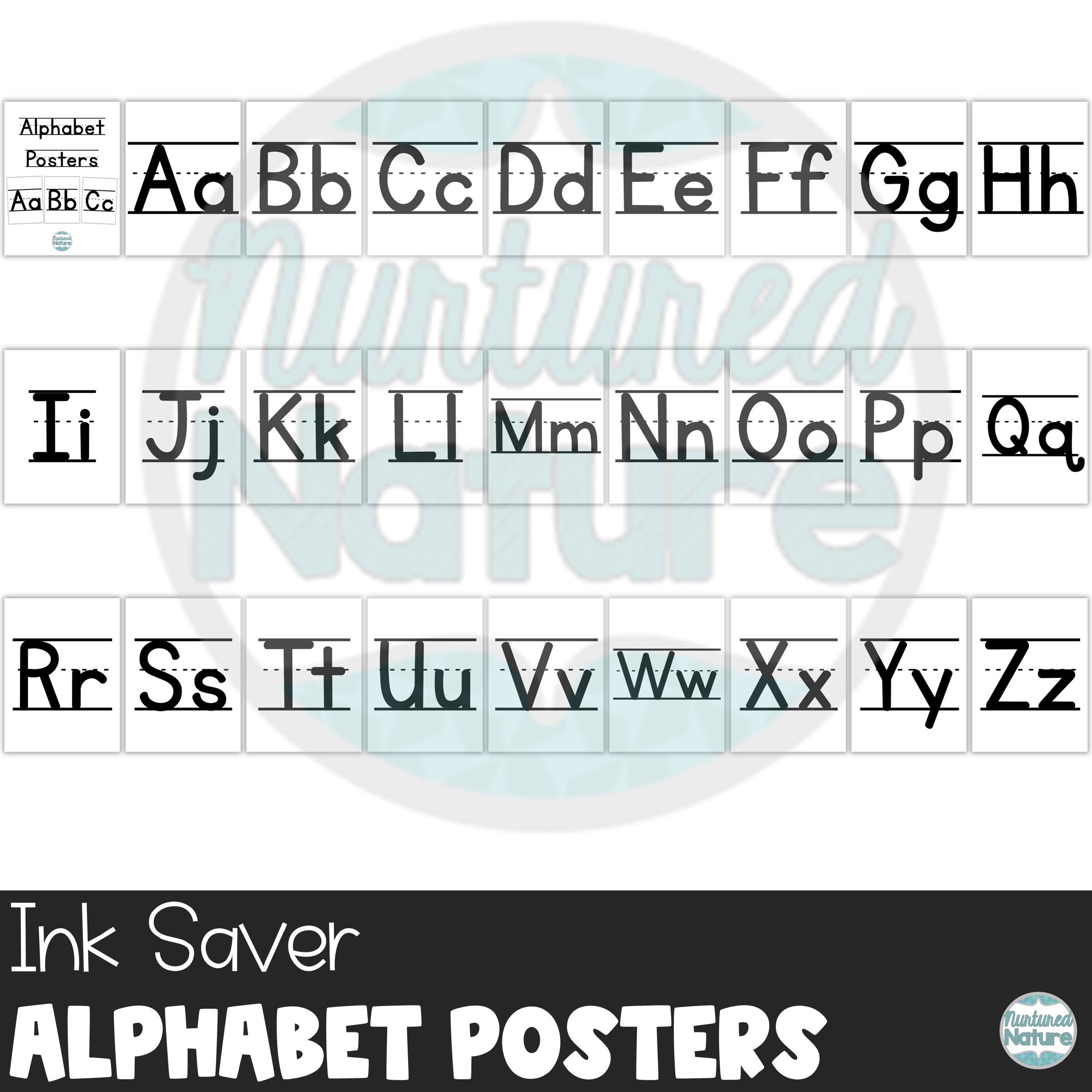 Lined Alphabet ABC Poster Set Printable Classroom Decor - Etsy